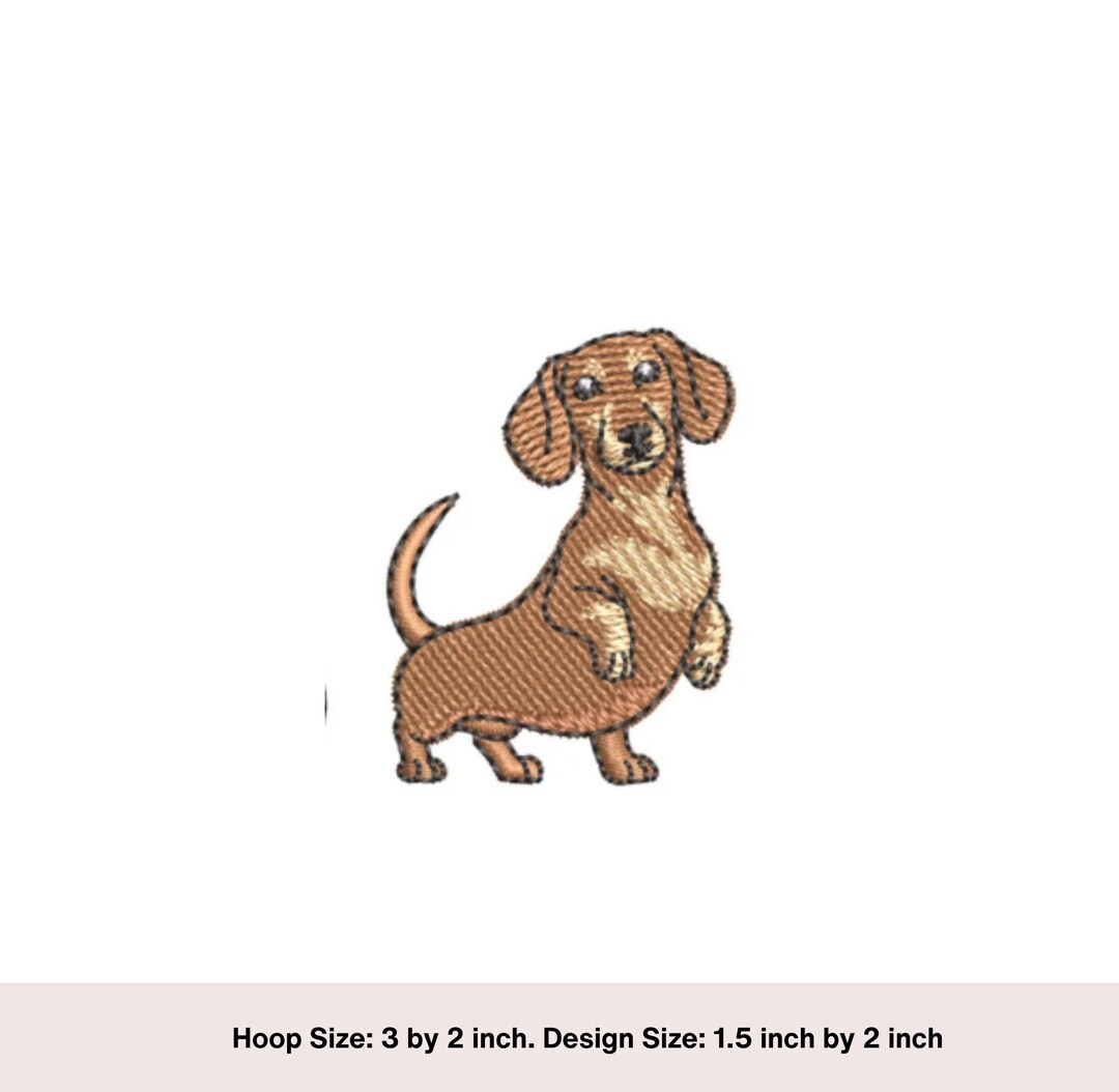 Mini Dachshund Machine Embroidery Design. Embroidery File. 3 by 2 Inch ...