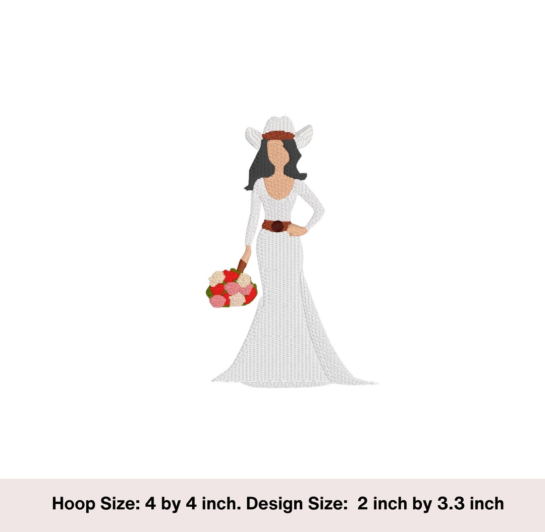 Cowgirl Bride Embroidery Design: Western Wedding (4x4 Inch) (digital ...