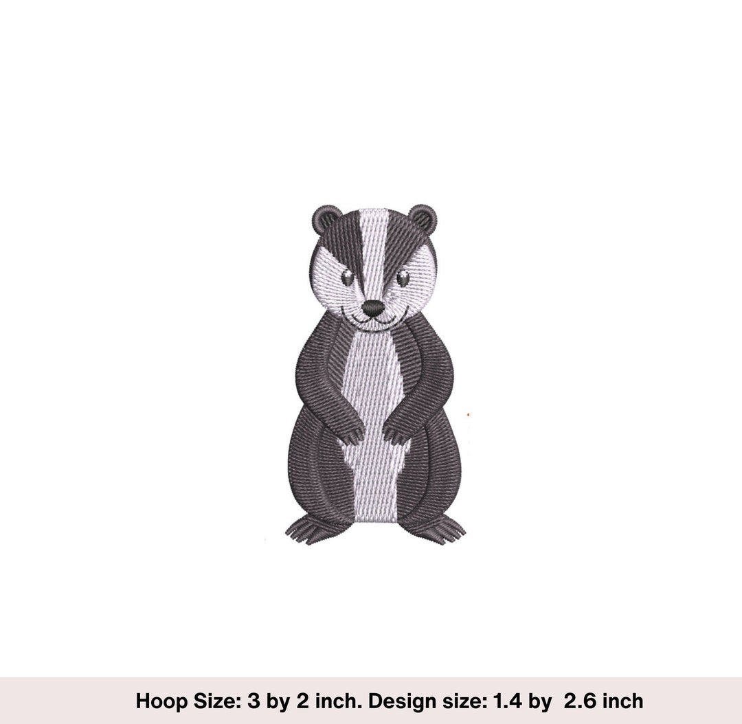Badger Machine Embroidery Design: Woodland Animal File (3x2 Inch) - Etsy