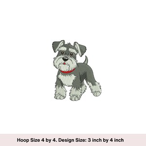 Schnauzer Embroidery Design File, Dog Machine Embroidery Pattern, 4x4 ...