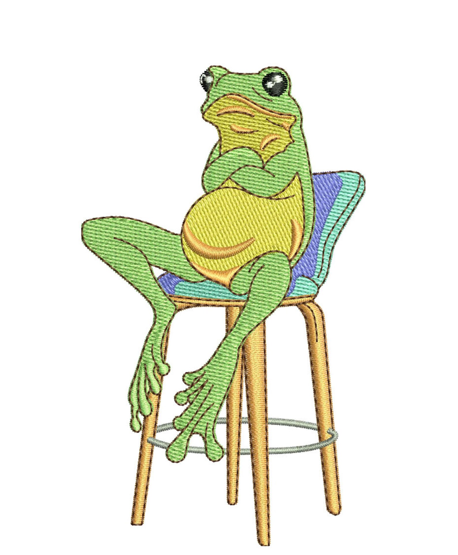 Grumpy Frog Sitting Down in a Chair Machine Embroidery Design. - Etsy UK