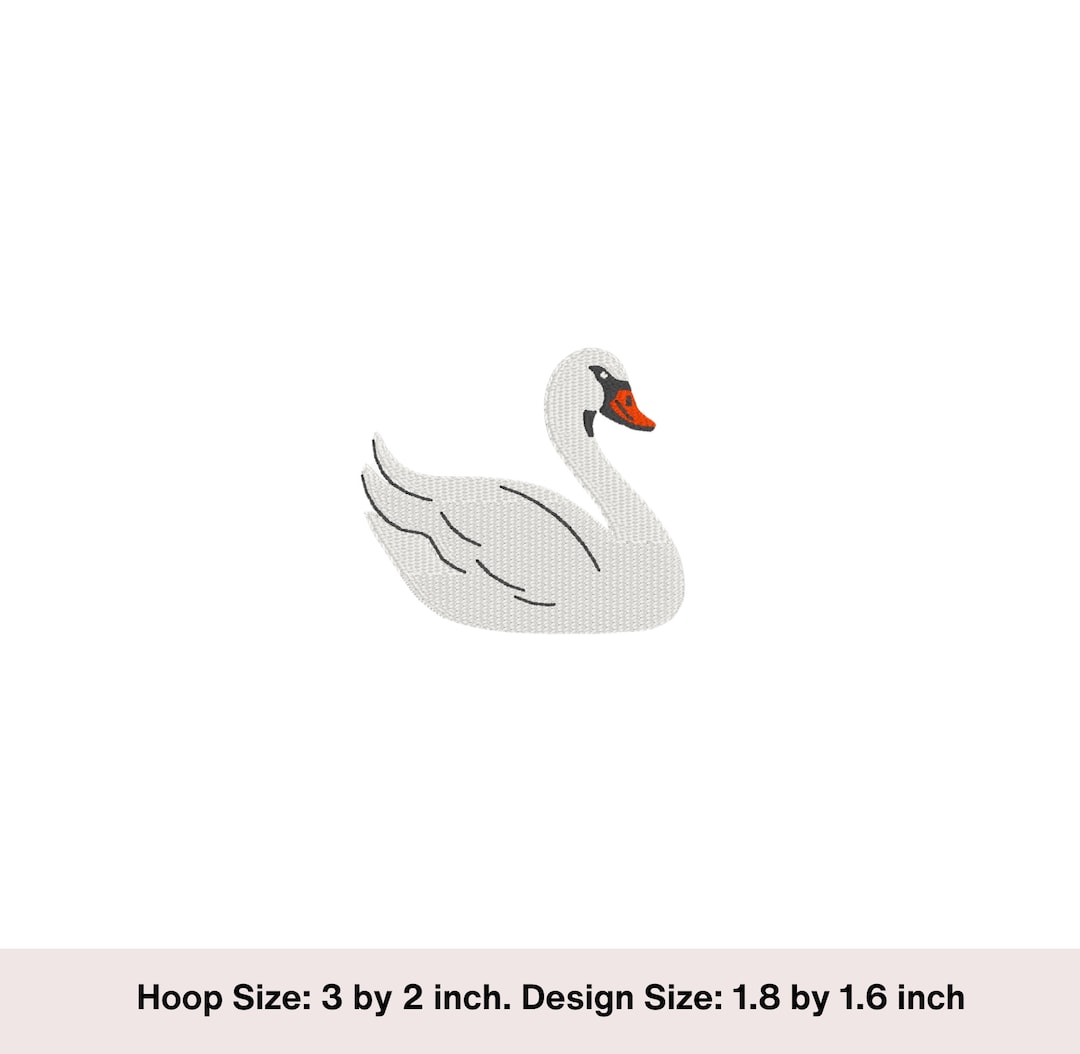 Swan Machine Embroidery Design. 3 by 2 Inch Hoop Embroidery File ...