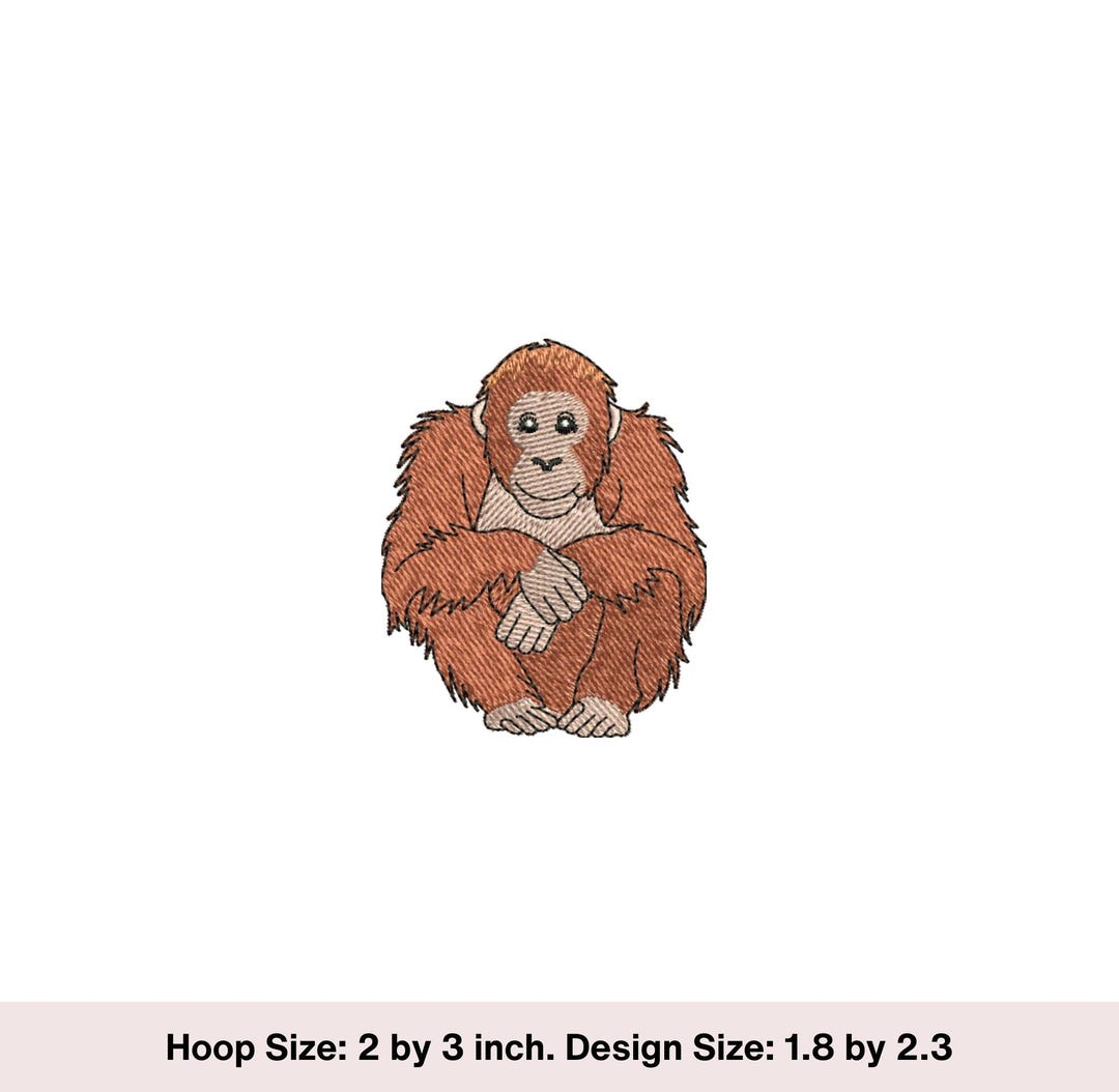 Orangutan Embroidery Design: Wildlife Monkey Pattern (digital Download ...