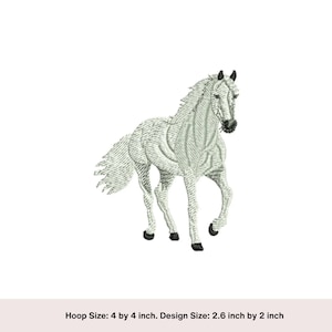White Horse Machine Embroidery Design: Animal File, 4x4 Hoop (digital ...