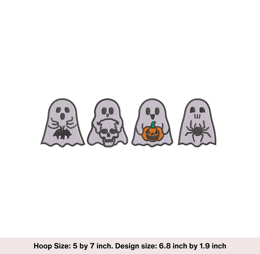 Halloween Ghost Embroidery Border. Embroidered Ghost Border Design ...