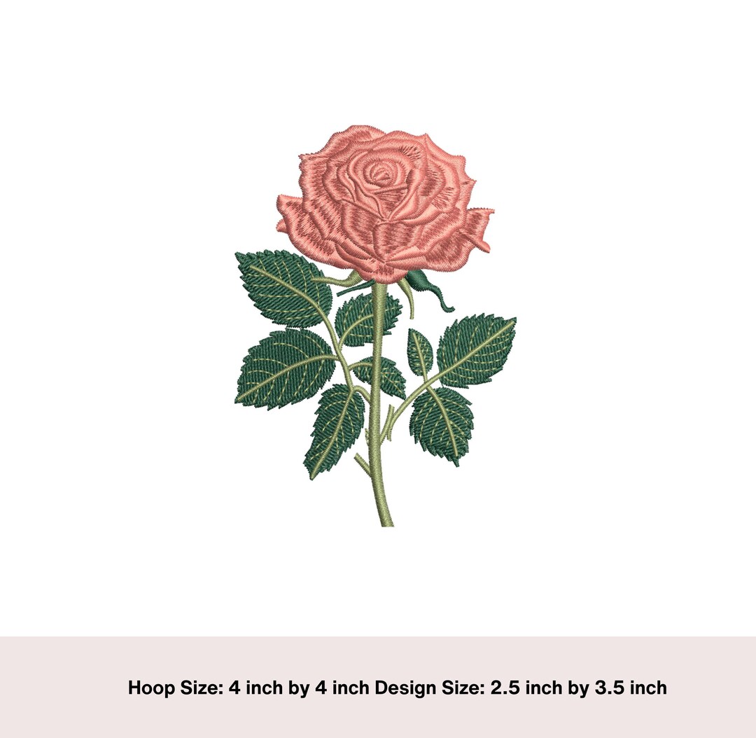 Rose Embroidery Design, Single Rose Machine Embroidery Digital Download ...