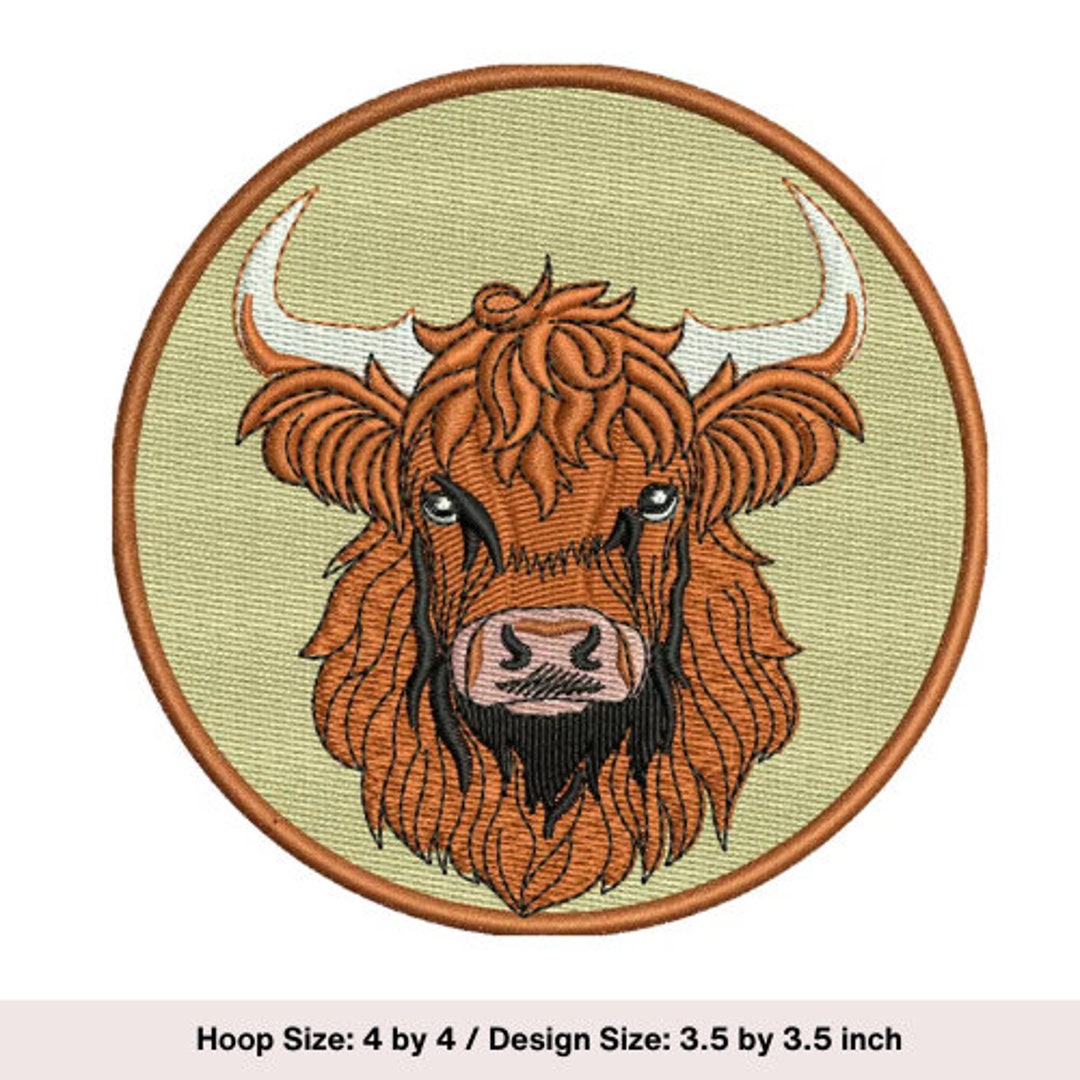 Scottish Highland Cow Embroidery Patch Embroidered Farm Animal Patch ...