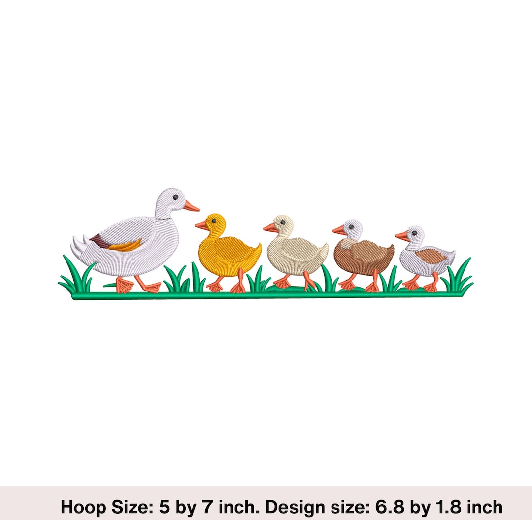 Duck Border Machine Embroidery Design: Animal Filled Stitch (digital ...
