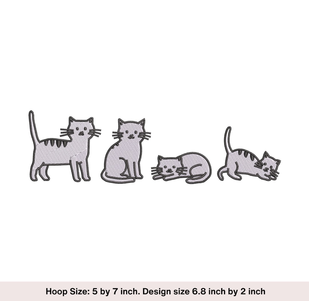 Four Cats Embroidered Border Design. Machine Embroidery Digital ...