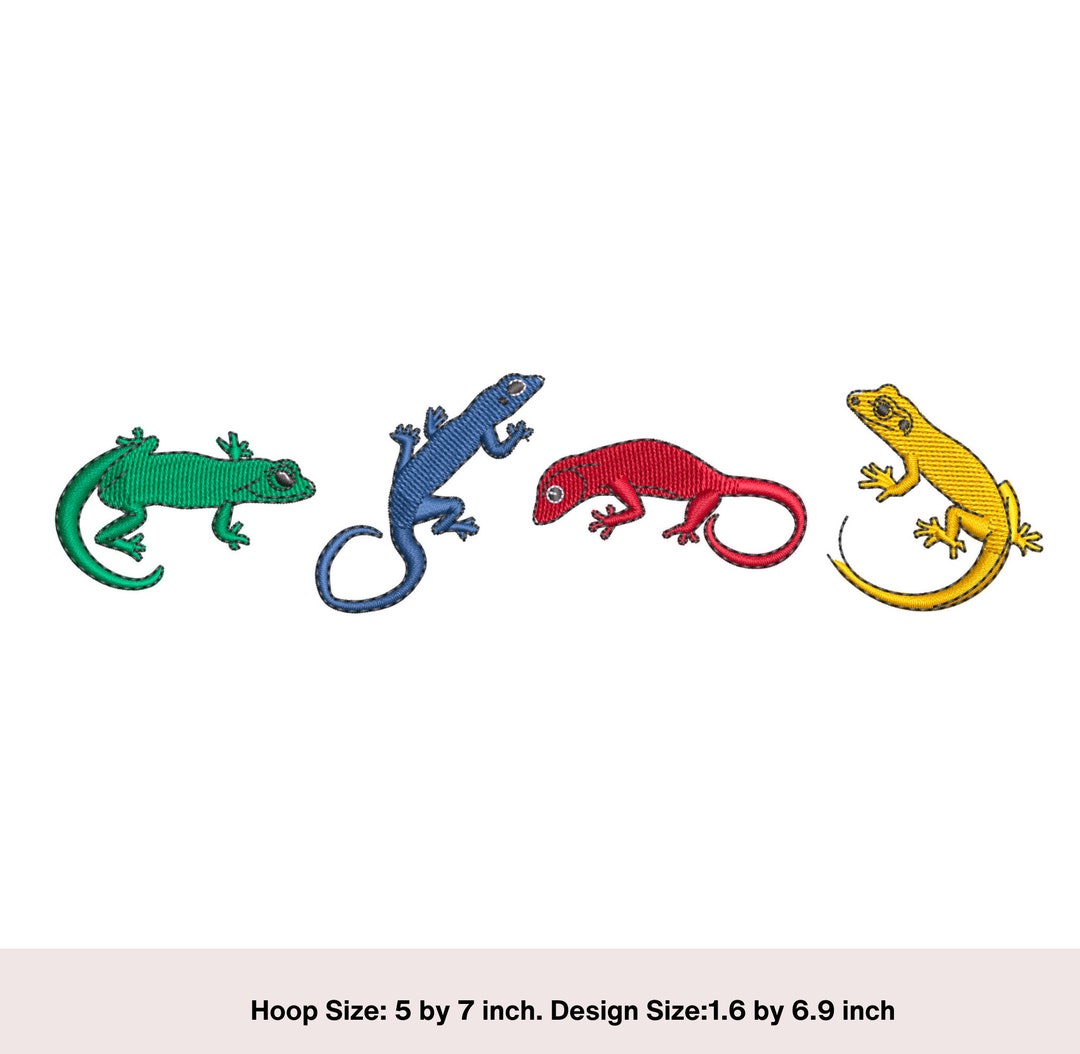 Gecko Embroidery Design, Gecko Border Machine Embroidery File. Digital ...