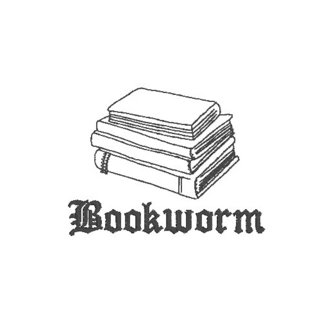 Bookworm Embroidery Design. Embroidery Design for Book Lovers. Stack of ...
