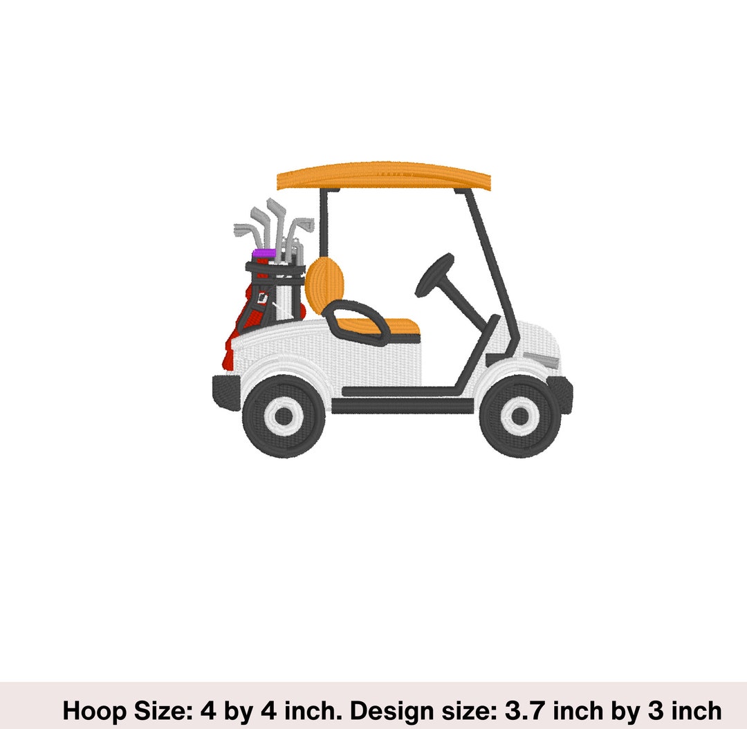 Golf Cart Embroidery Design: 4x4 Machine Embroidery File (digital ...