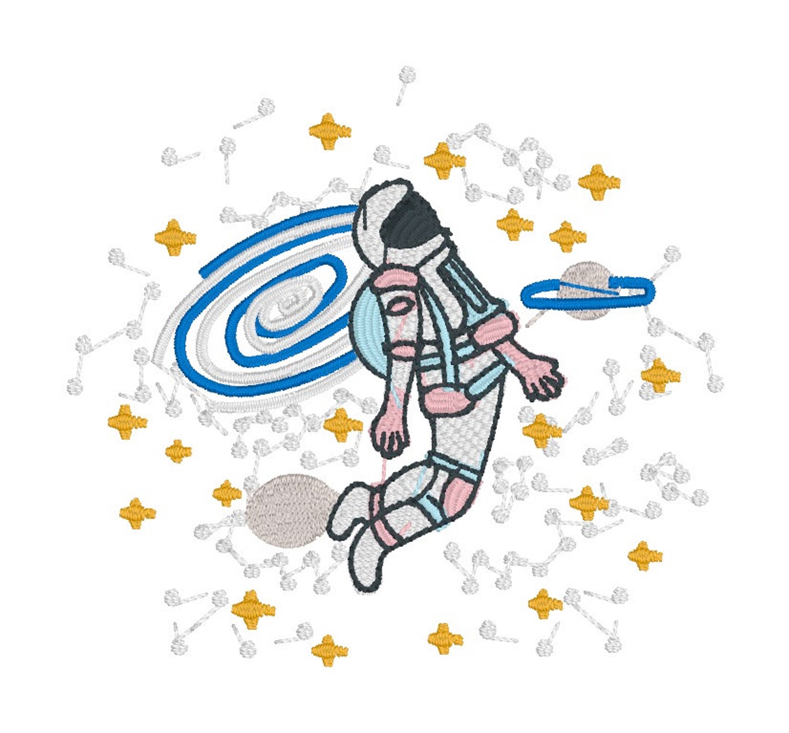Astronaut Embroidery Design: Space Universe Machine Pattern (digital ...