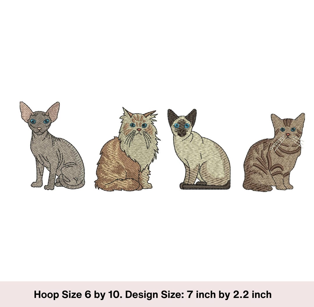 Cat Border Machine Embroidery Design: 6x10 Hoop (digital Download) - Etsy