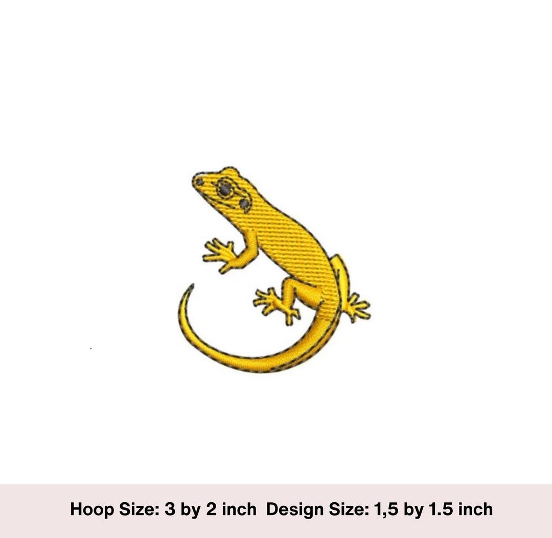 Yellow Gecko Embroidery Design: Lizard Machine Embroidery File (digital ...