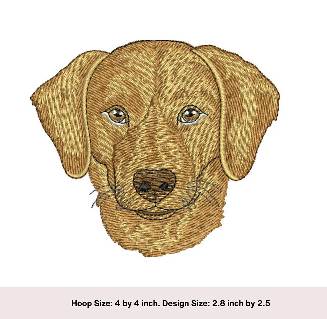 Realistic Labrador Embroidery Design, Embroidered Labrador Dog Design ...