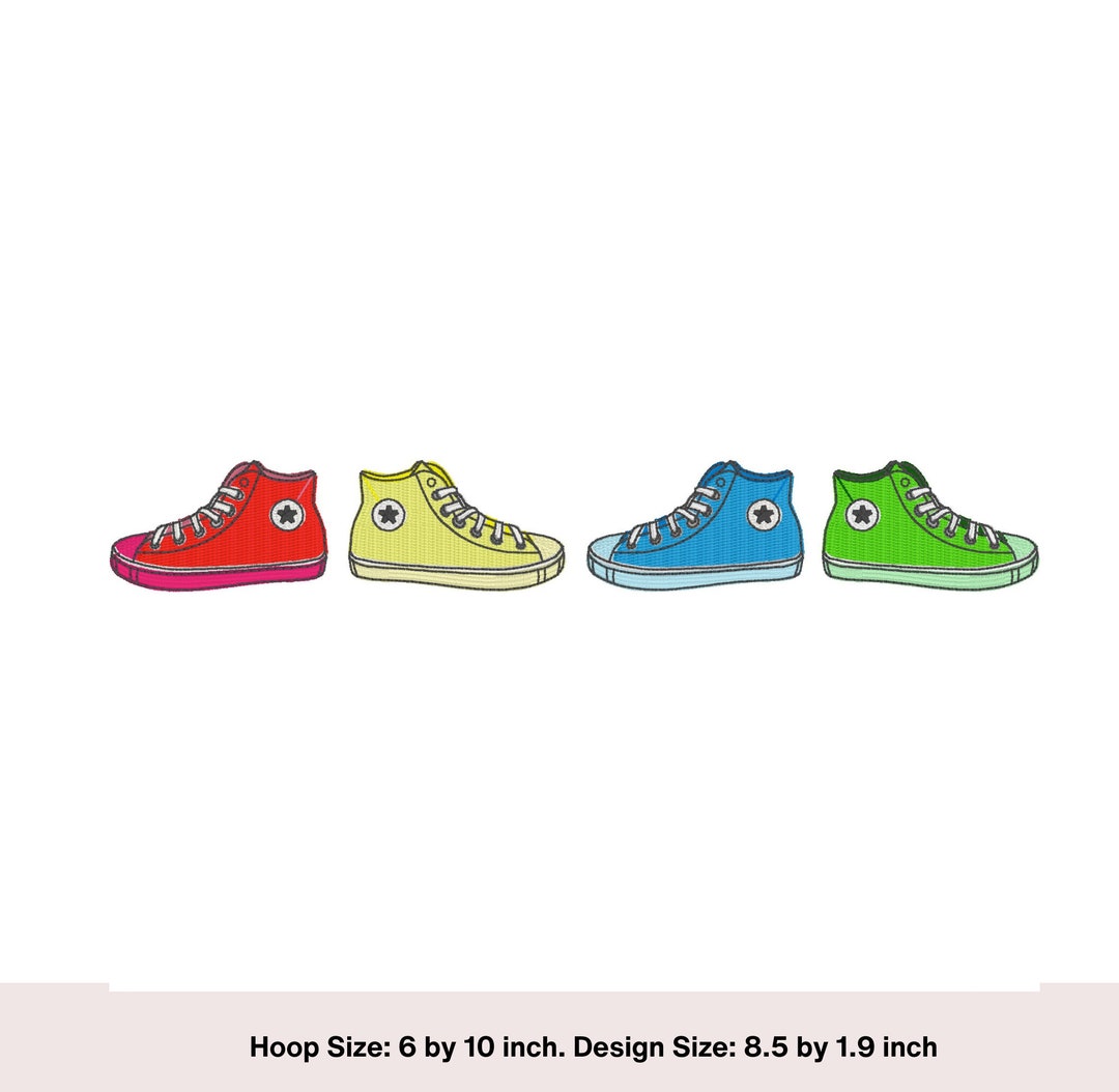 High Top Shoe Border Embroidery Design: 6x10 Hoop (digital Download) - Etsy