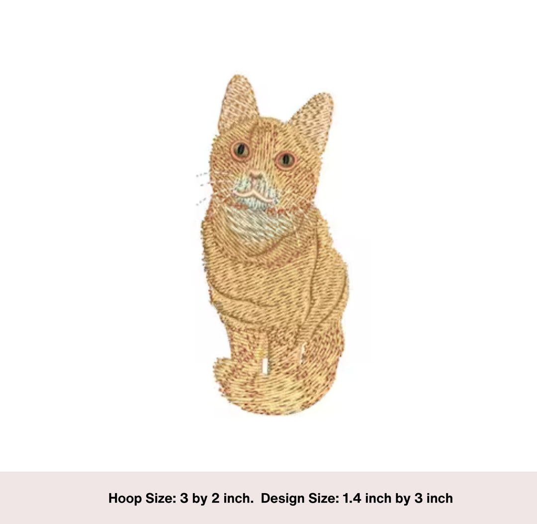 Embroidered Realistic Ginger Standing Cat. Embroidered Digital Download ...