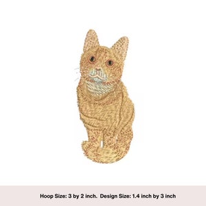 Embroidered Realistic Ginger Standing Cat. Embroidered Digital Download ...