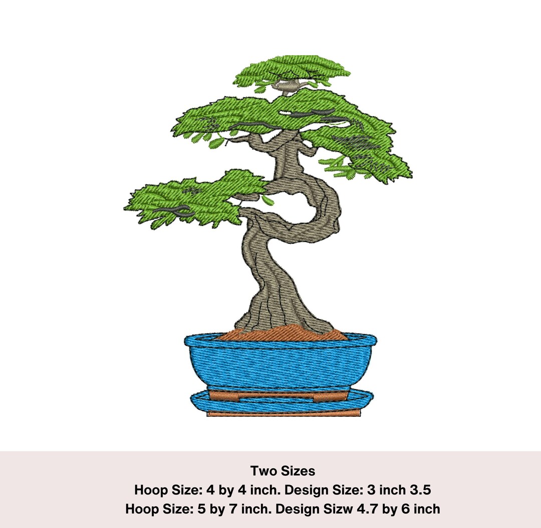 Bonsai Tree Embroidery Design, Digital Plant File for 4x4 and 5x7 Hoops ...