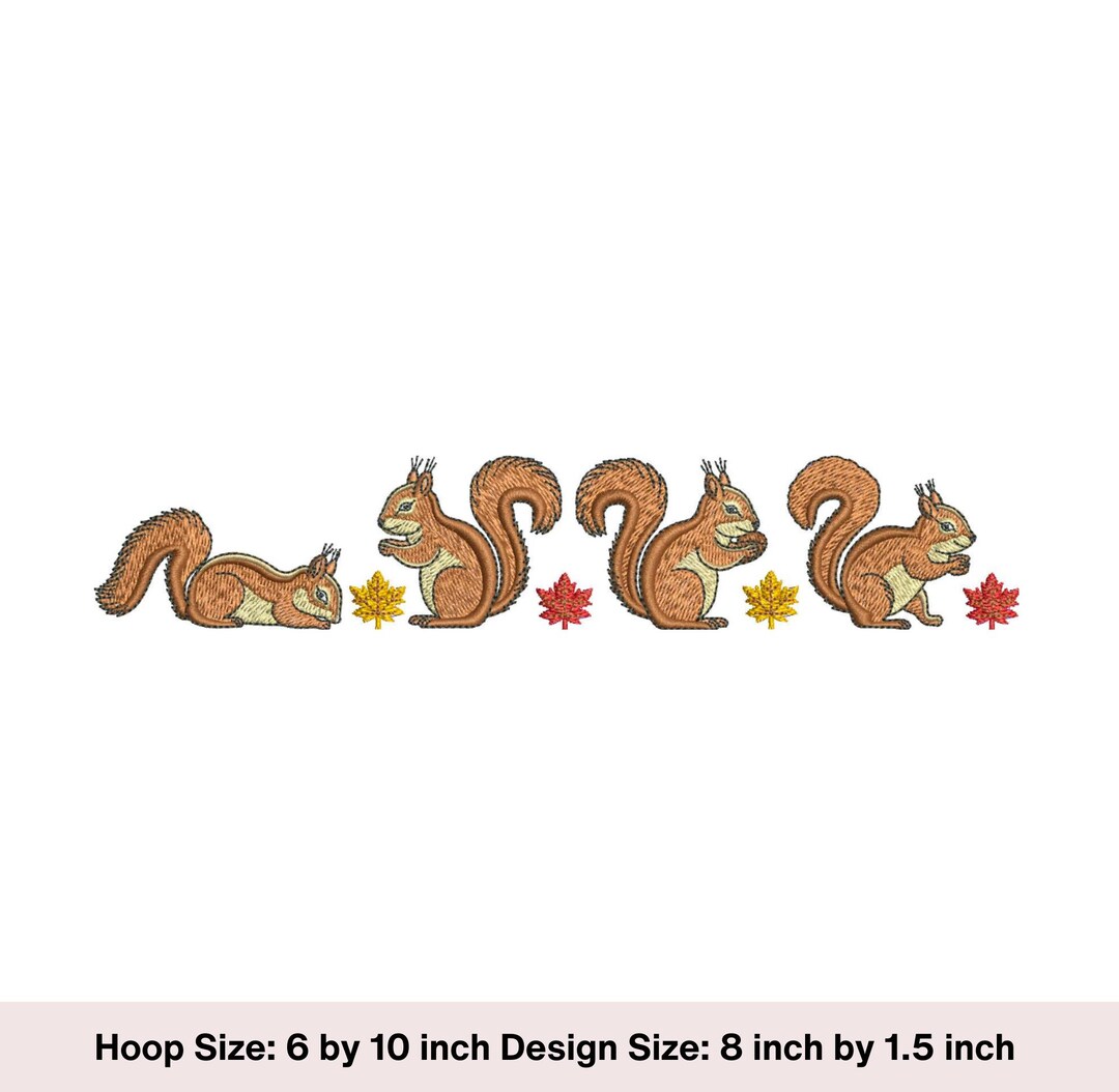 Squirrel Embroidered Border Design: Woodland Animals (digital Download ...