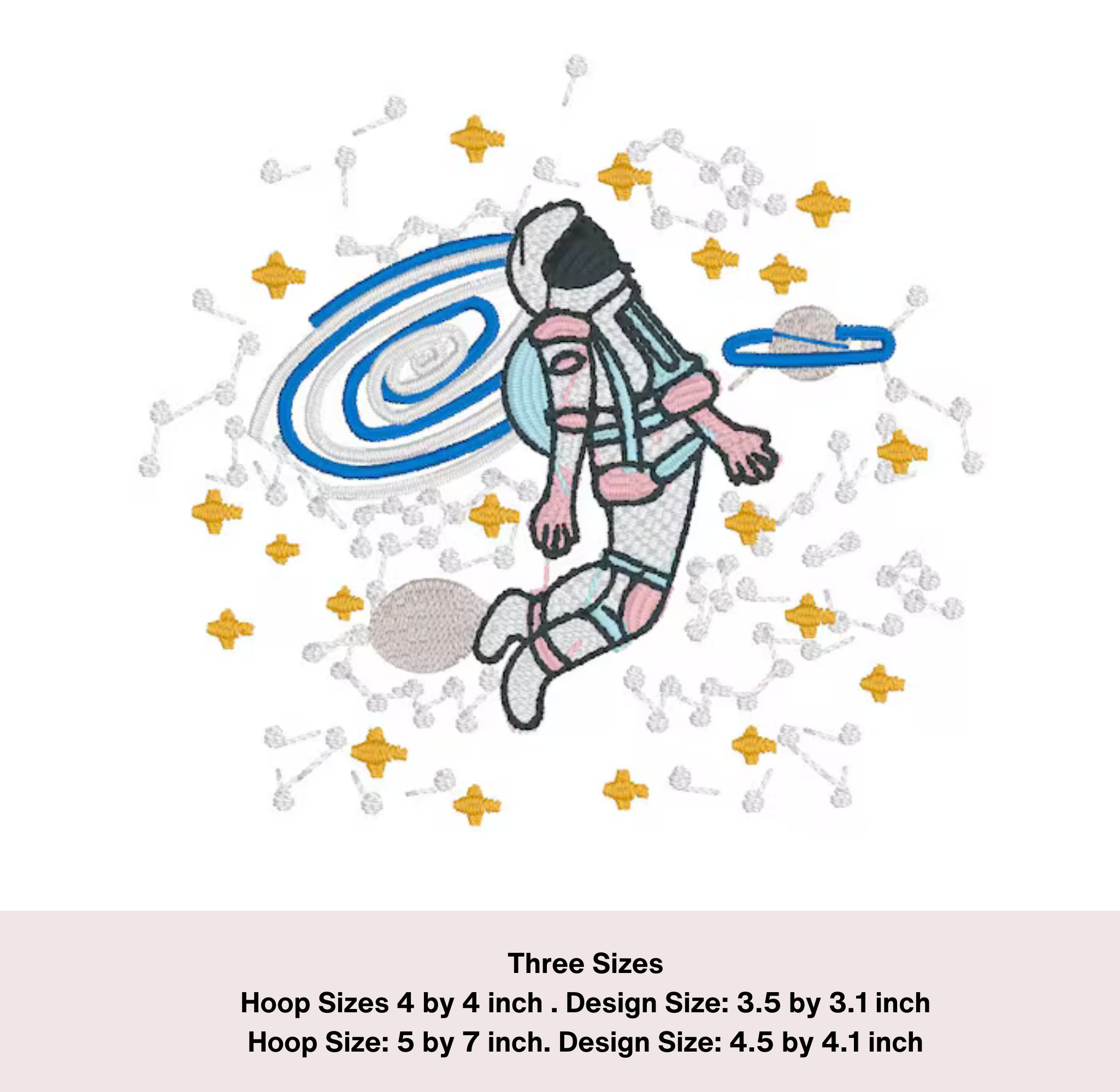 Astronaut Embroidery Design: Space Universe Machine Pattern (digital ...