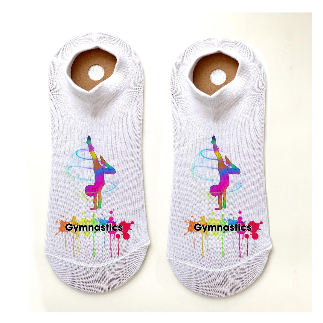 Gymnast Printed Trainer Socks Gymnastics Gift Party Training Gym WAG Dance Artistic Competition ...