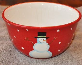 Ceramic Snowman Bowl - Etsy