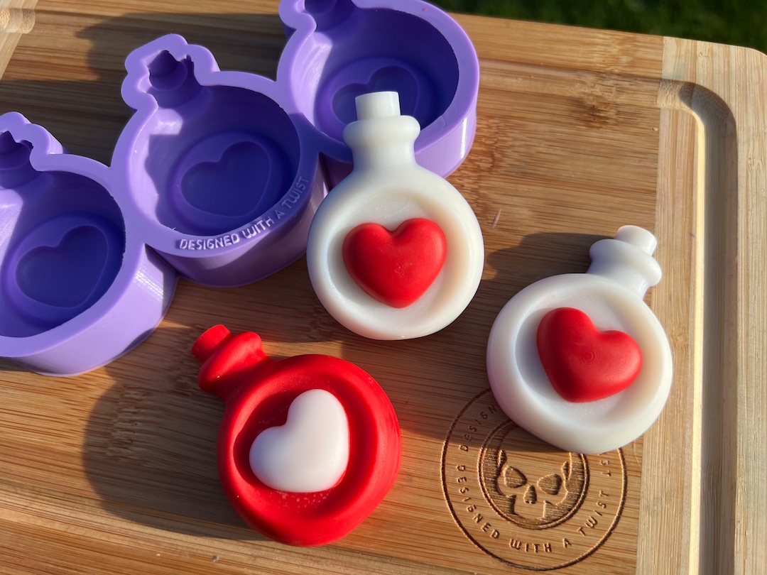 Love Potion Bottle Silicone Mold. Love Wax Melt Silicone Mould. Heart ...