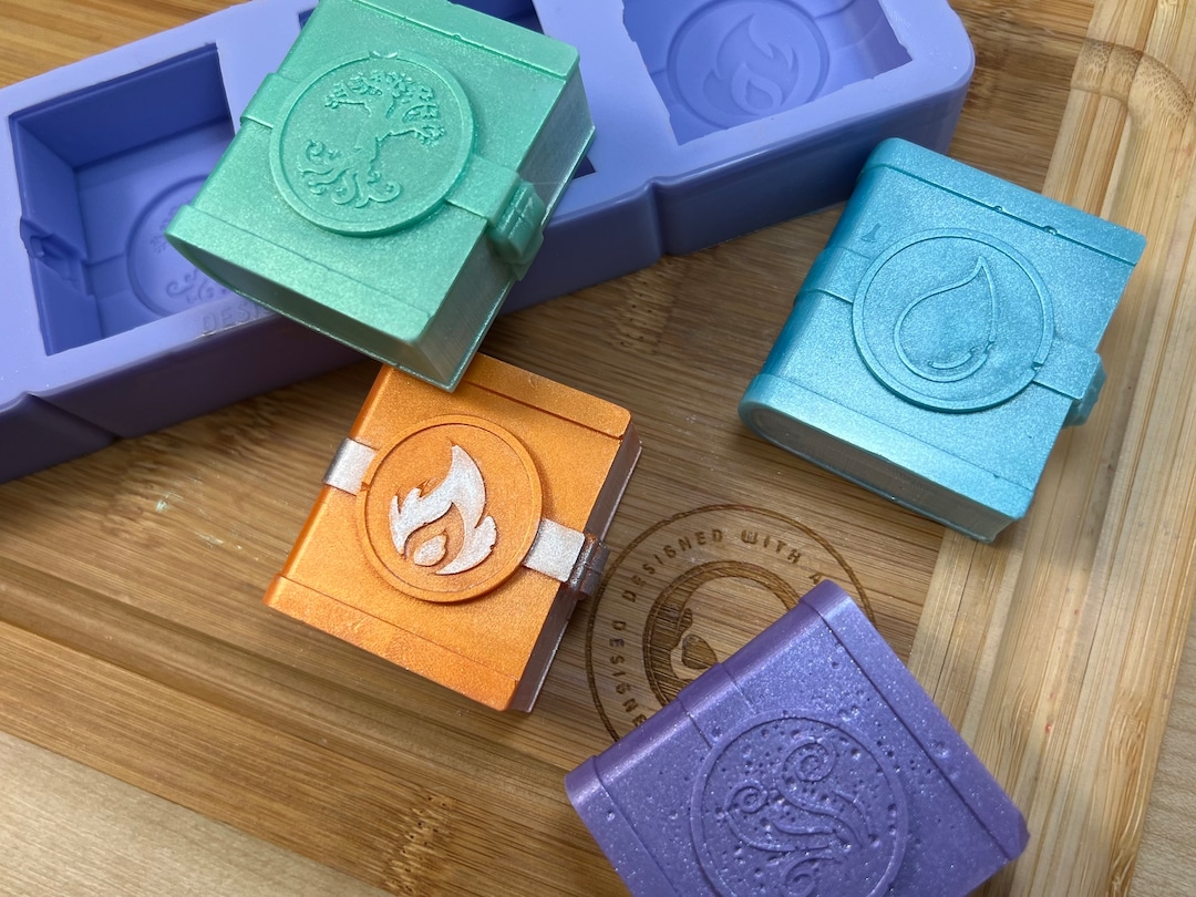 3d Elemental Spell Books Silicone Mould for Wax, Resin, Clay, Fondant ...