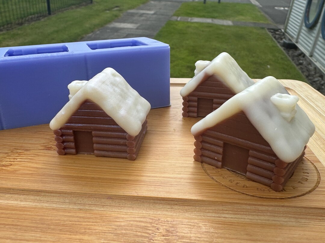 3D Winter Log Cabin Silicone Mould for Wax, Resin, Clay, Fondant ...
