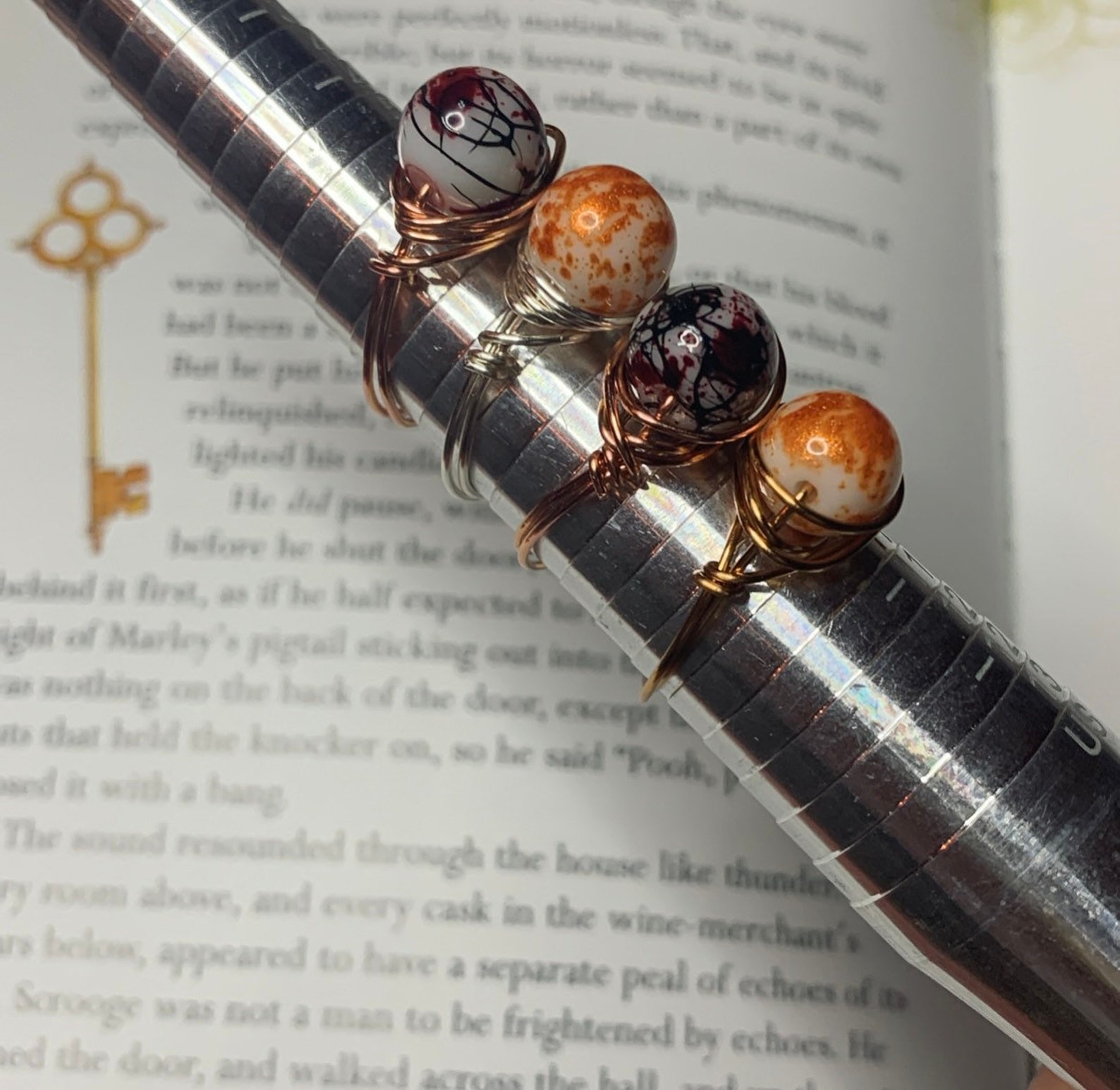 Pumpkin Guts or Blood Splatter Wire Wrapped Rings - Etsy