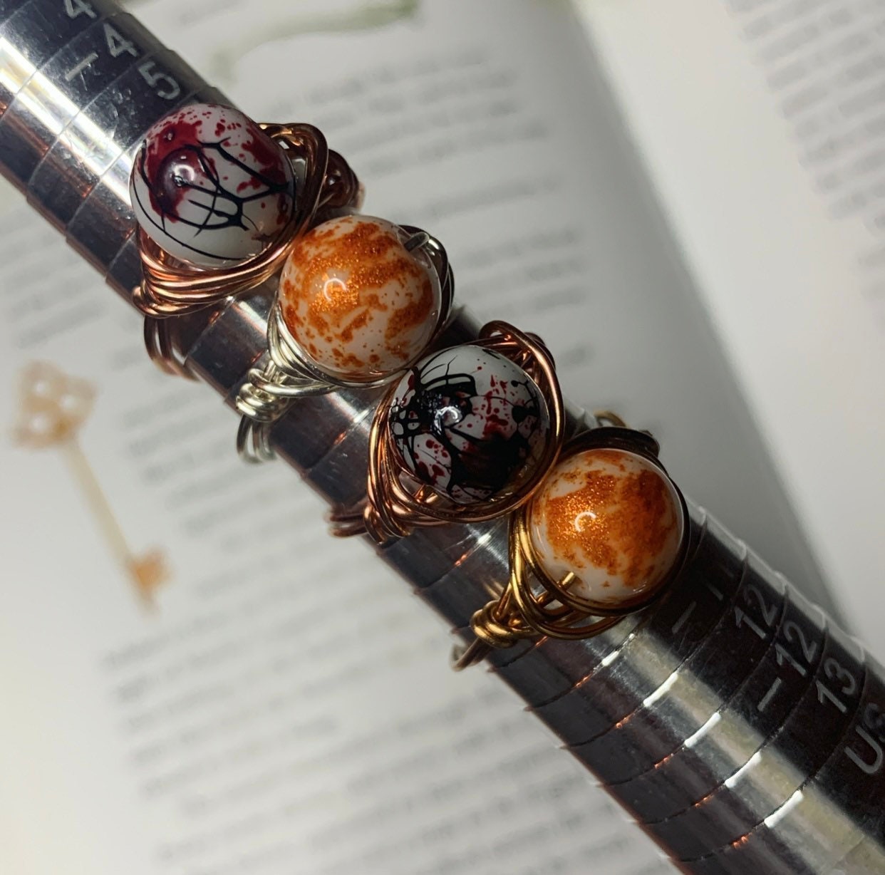 Pumpkin Guts or Blood Splatter Wire Wrapped Rings - Etsy