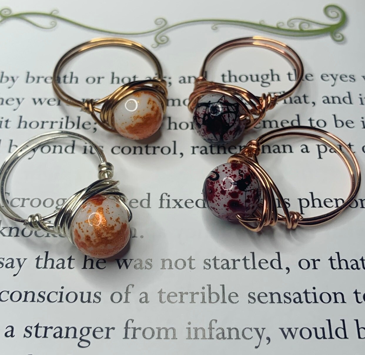 Pumpkin Guts or Blood Splatter Wire Wrapped Rings - Etsy