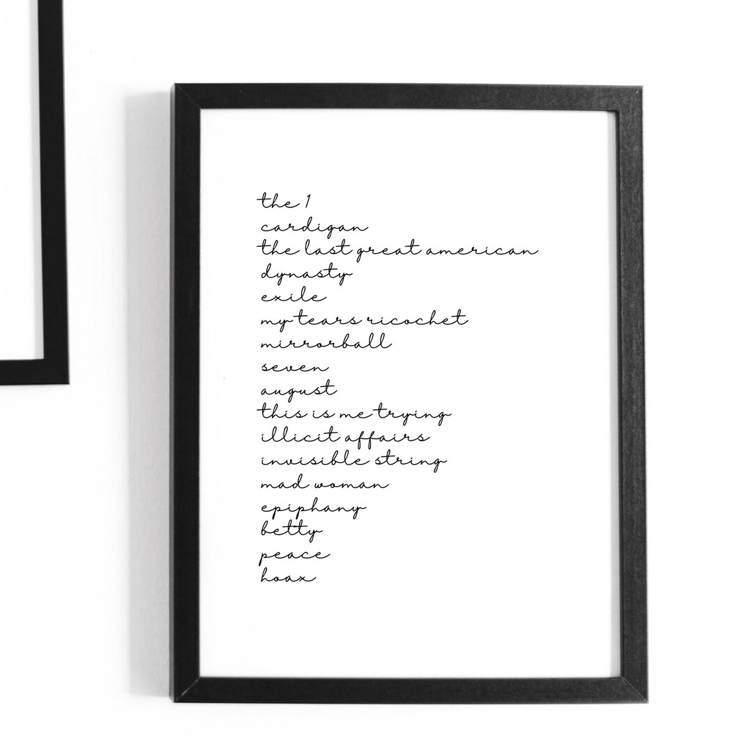 Folklore Album List Print taylor Swift - Etsy