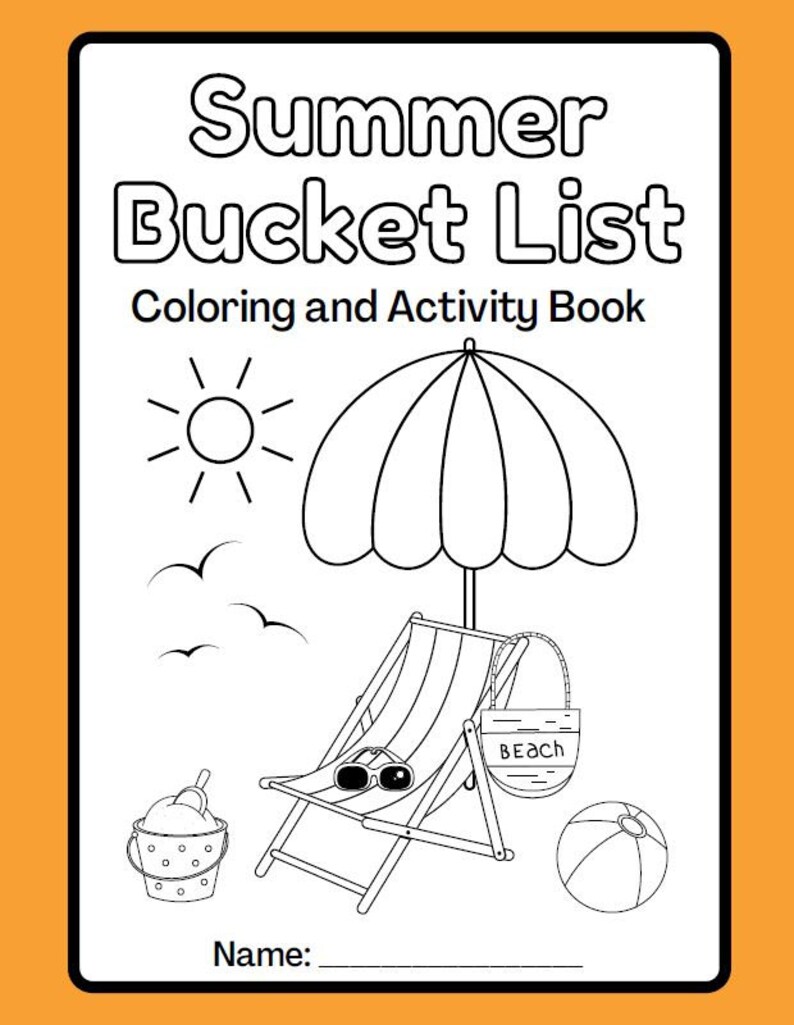 Downloadable Coloring Book Summer Bucket List Coloring Pages and ...