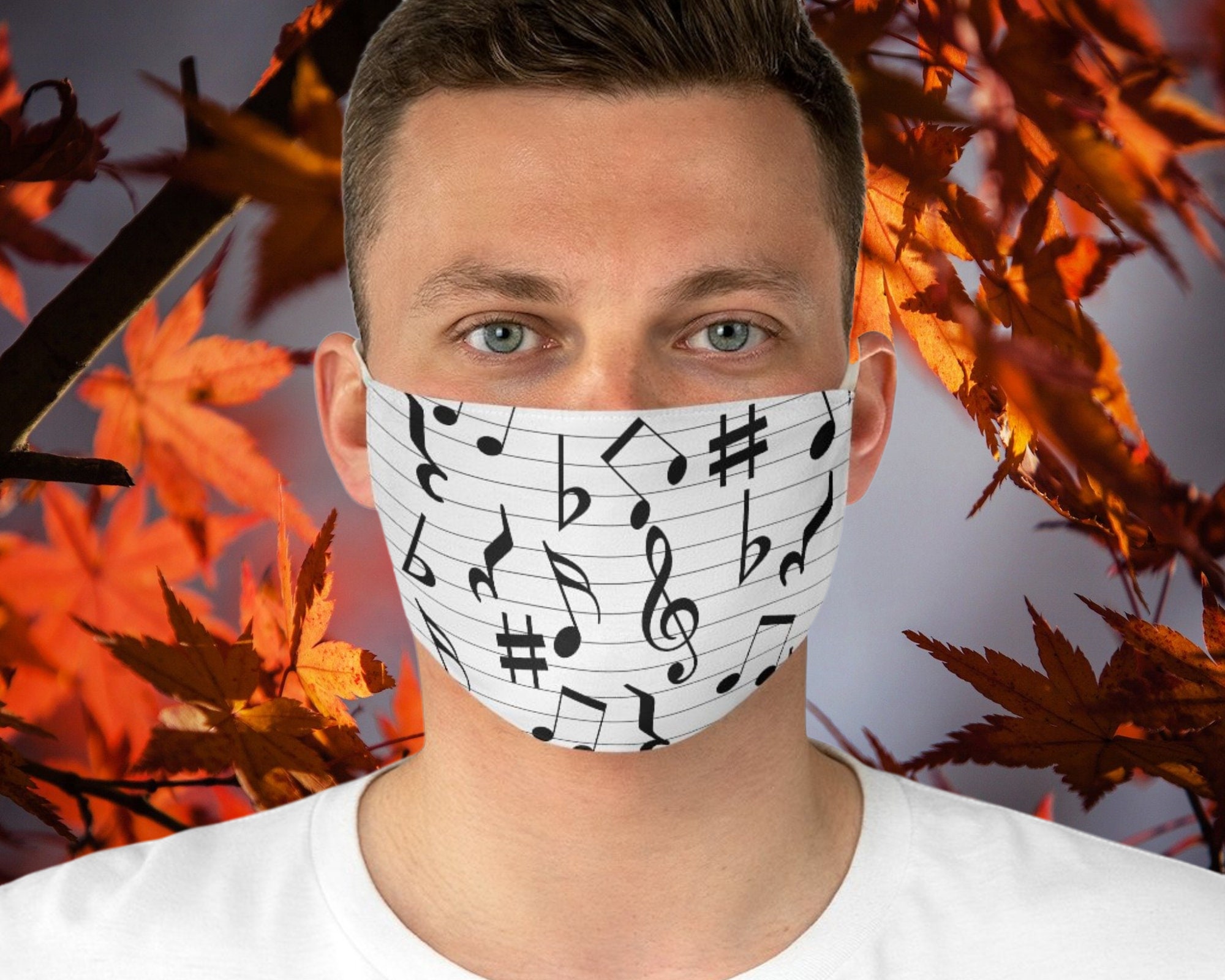 Music Symbols Face Mask adjustable reusable Machine Washable two-layer ...