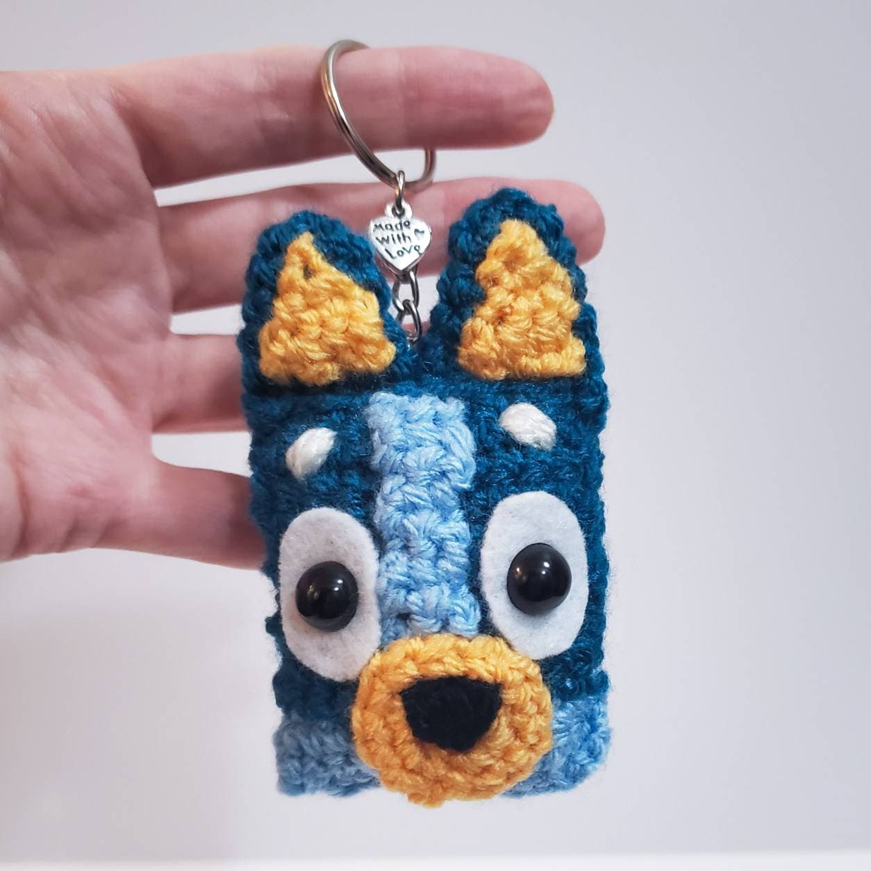 Art & Collectibles Fiber Arts Crochet Bluey Inspired Keychain/Ornament ...