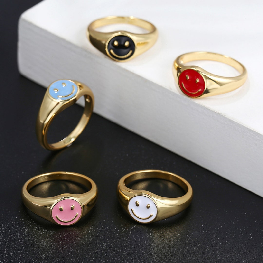 Smiley Face Ring, Smile Ring, Smiley Ring, Happy Face Ring, Smiley Face ...