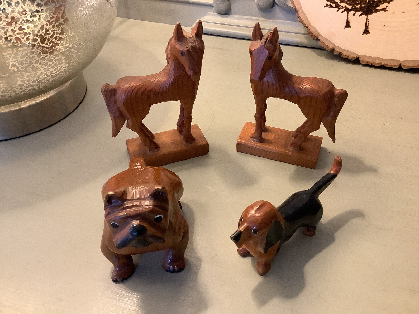 Vintage Hand Carved Animal Figurines. Hand Whittled Horses - Etsy