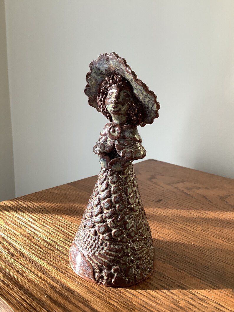 Vintage Lady Bell Clay Art Bell Girl in Bonnet Figurine - Etsy