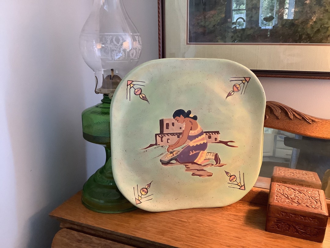 Native American Pottery, Hand Painted Pottery Platter, Craftmaster ...