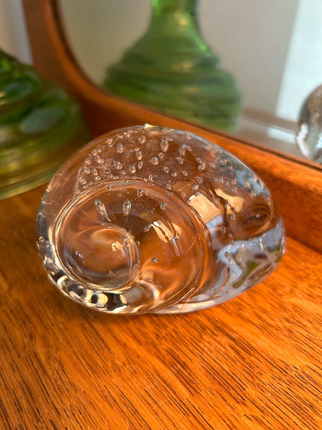 Vintage Glass Sea Shell, Langsam Billig SHELL Paperweight, Controlled ...