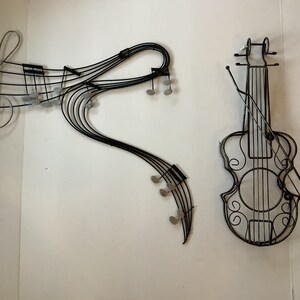 Vintage Musical Metal Art Decor, Musical Score Decor, Vintage Violin ...