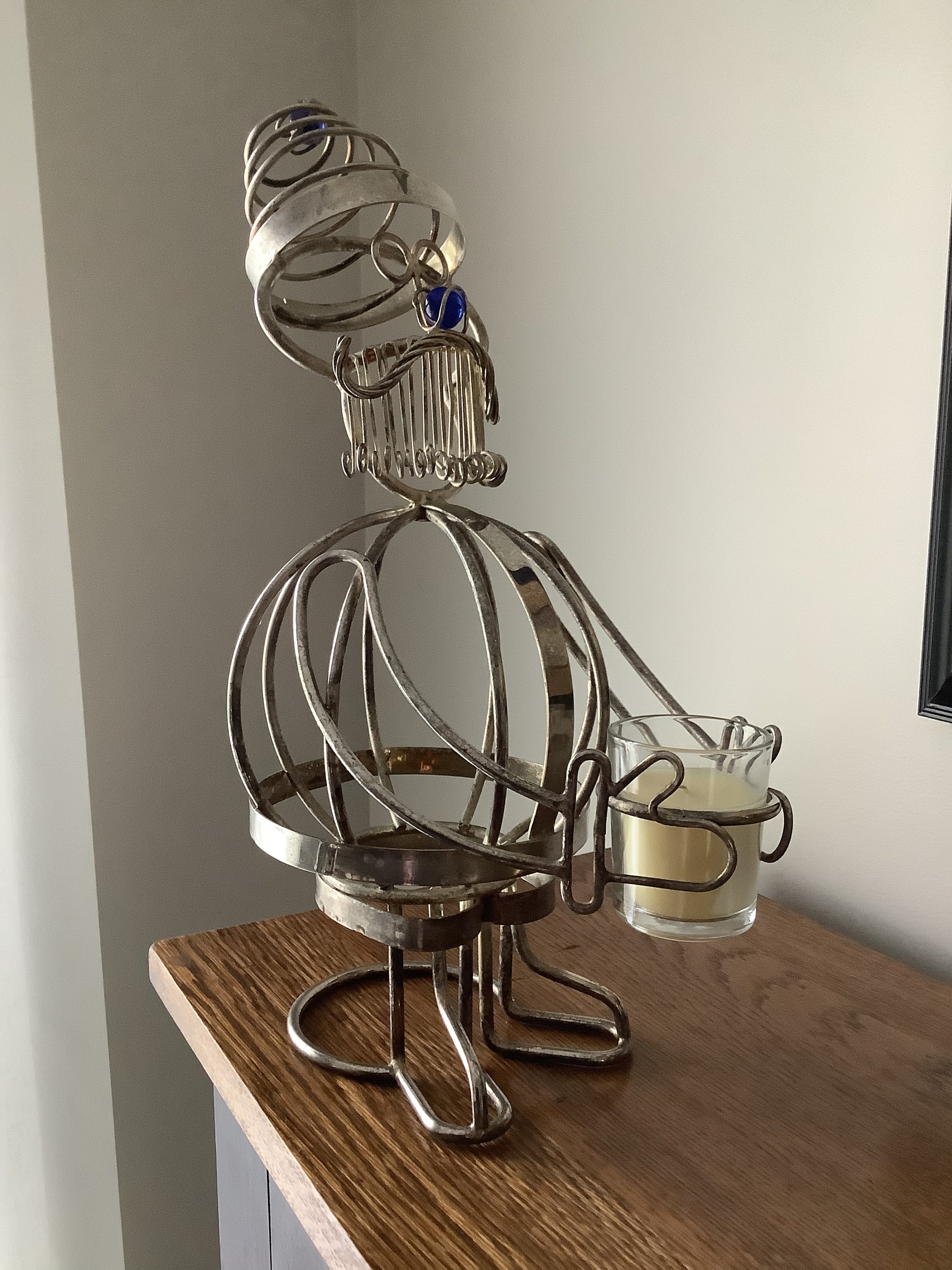 Vintage Metal Santa Figurine Votive Holder, Metal Wire Santa, Retro ...