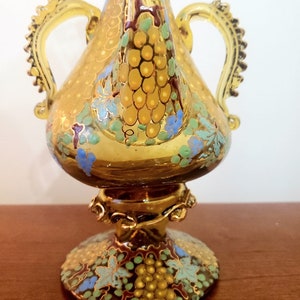 Vintage Moser Double Sprout Oil & Vinegar Cruet, Hand-painted Circra ...