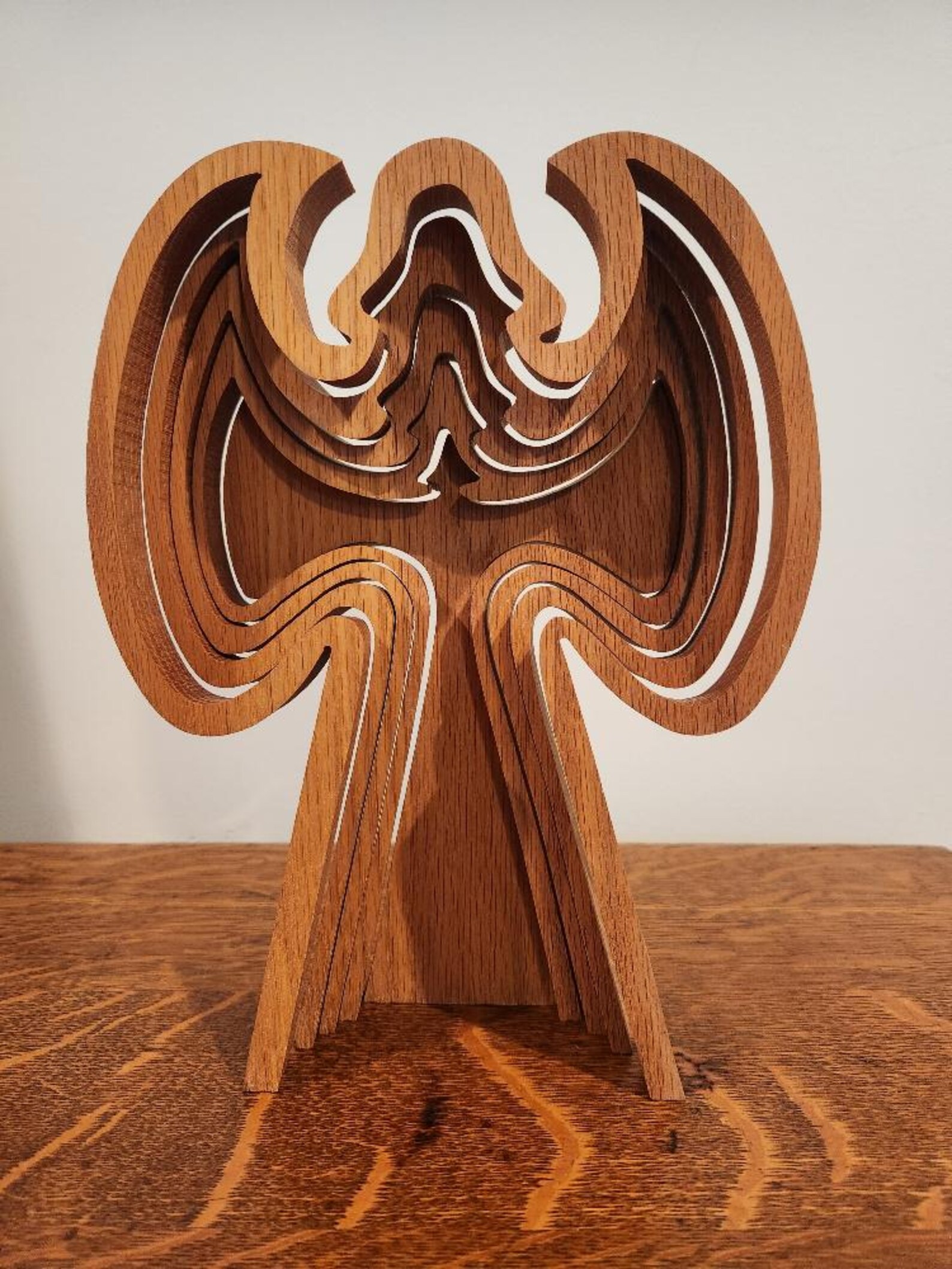 Handcrafted Wooden Angel Sculpture, Accordion Wooden Angel Figurine ...