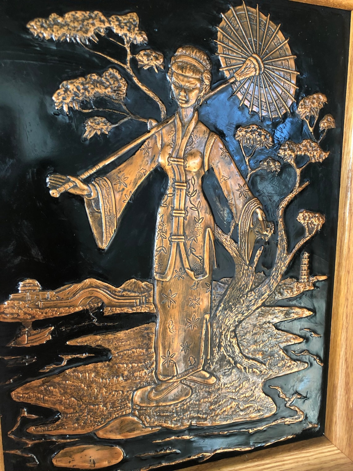Copper Asian Art Unique Vintage Hand Pressed Copper Picture - Etsy