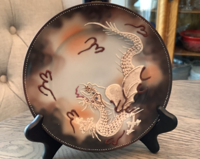 Vintage Japanese Dragonware Plates, 2 Moriage Dragon Pattern Plates, 7 ...
