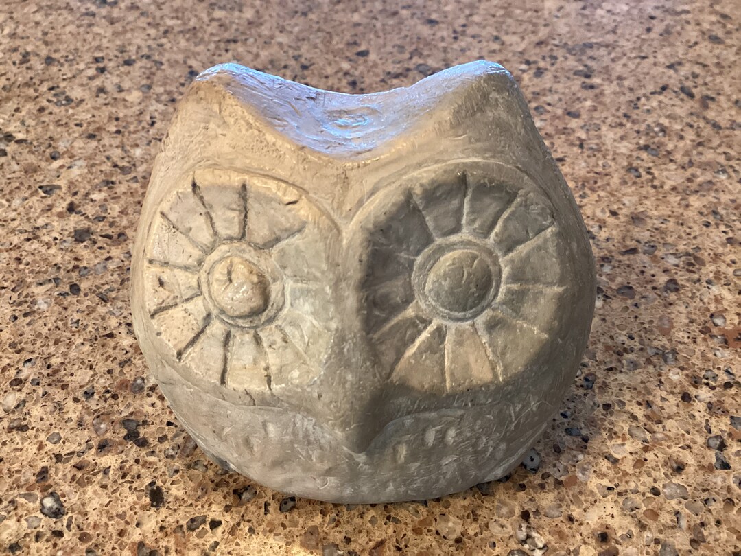 Vintage Hand Carved Owl Paperweight, Owl Sculpture. Owl Figurine ...